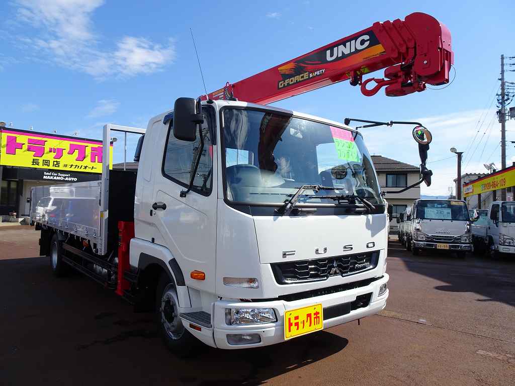 ファイター 7.5t 増トン ワイドベッド付 アルミブロック ユニック4段クレーン付 リアエアサス 240ps 未使用車 | すぐに乗れる中古トラックの専門店！トラック市 長岡店